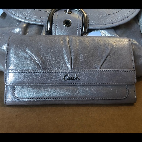 Coach | Bags | Coach Gold Fabric Wallet | Poshmark